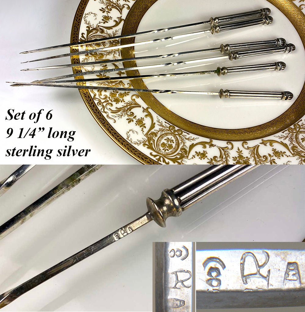 Set of 6 Vintage Sterling Silver Skewers, Art Deco Motif Hâtelet for C – Antiques & Uncommon ...