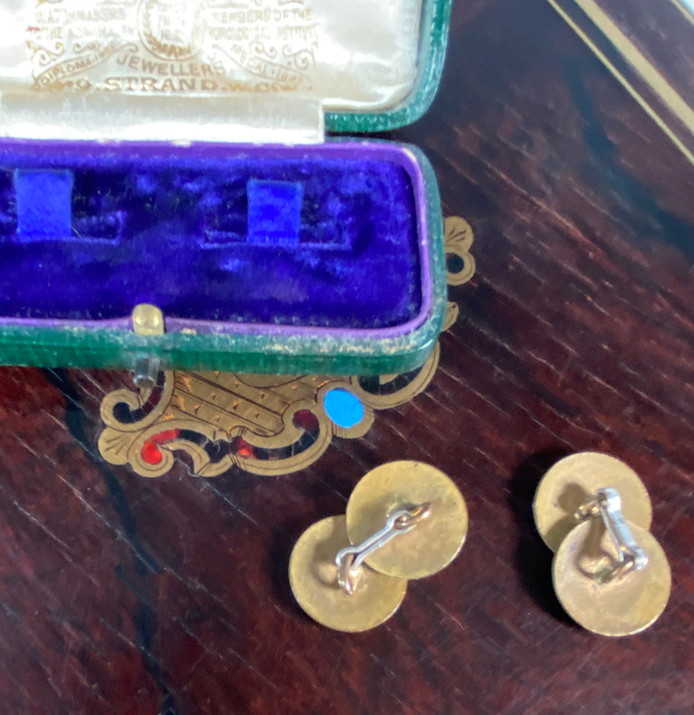 Charming Antique French Kiln-fired Enamel Buttons, Now Cufflink Pair i – Antiques & Uncommon ...