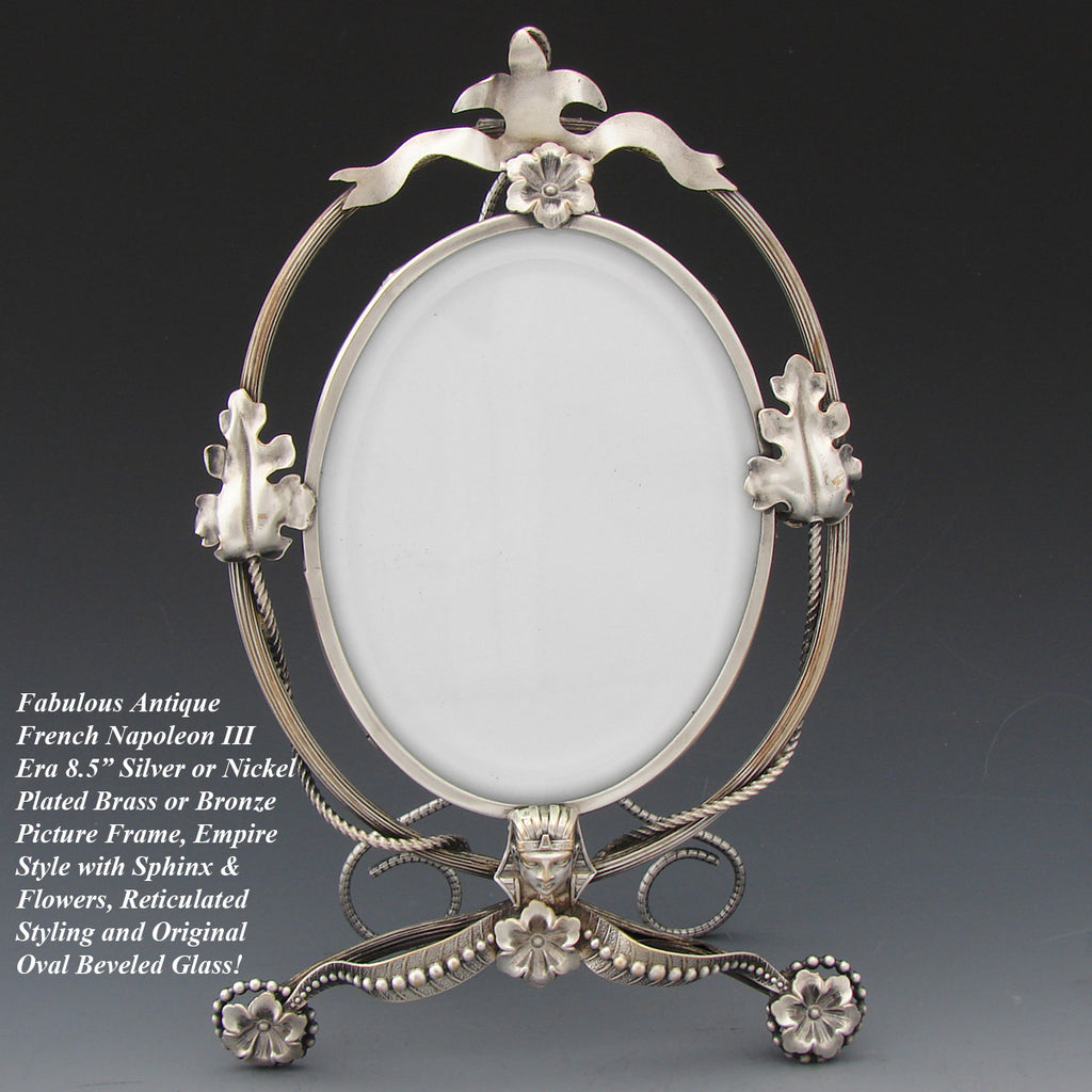 Antique French Empire Style 8.5" Picture Frame, Pharaoh or Sphinx Figu ...