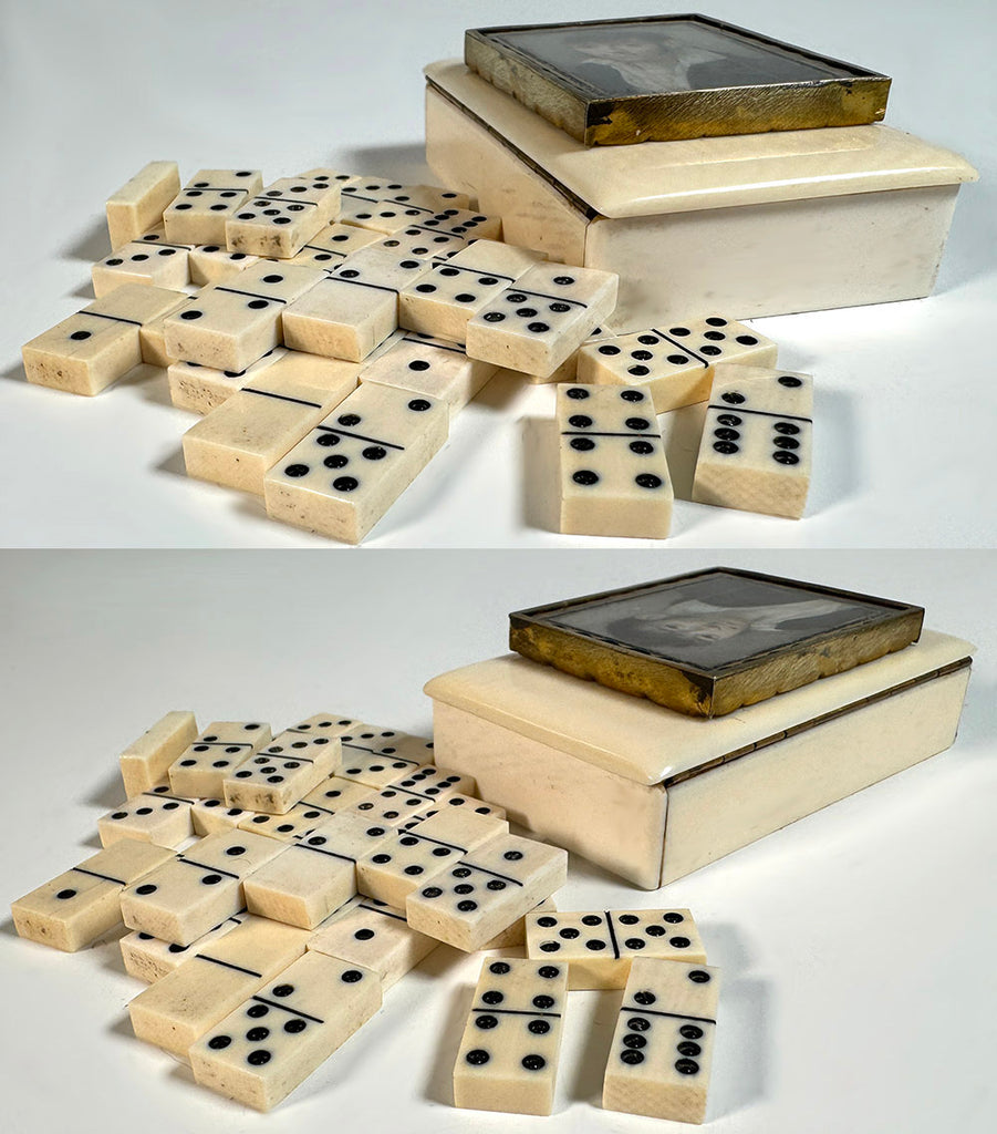Rare Antique French Museum Quality Domino Set, Ivory in IvoryBox, Moun ...