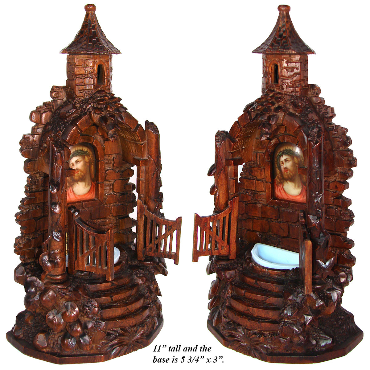 Antique Black Forest 11" Holy Water Font, a Medieval Style Tomb or Wat ...