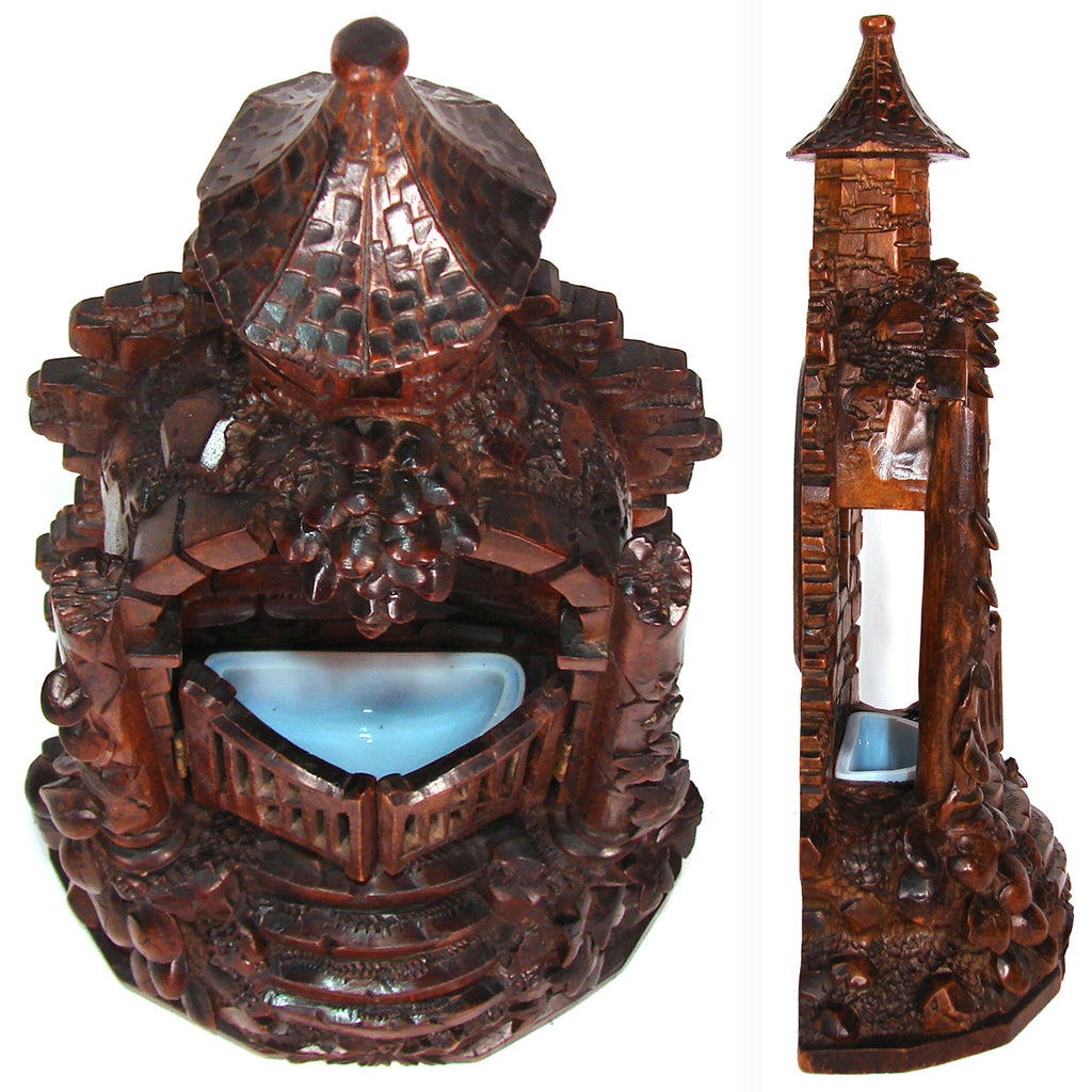 Antique Black Forest 11" Holy Water Font, a Medieval Style Tomb or Wat ...