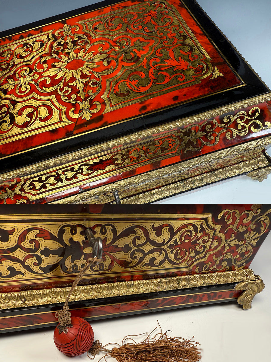 Exceptionally Large Antique French Boulle Work Trousseau Coffret, Marr ...