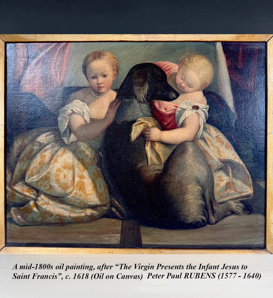 Antique French Oil Painting Children and Dog 'apres' c.1560 "Supper at ...