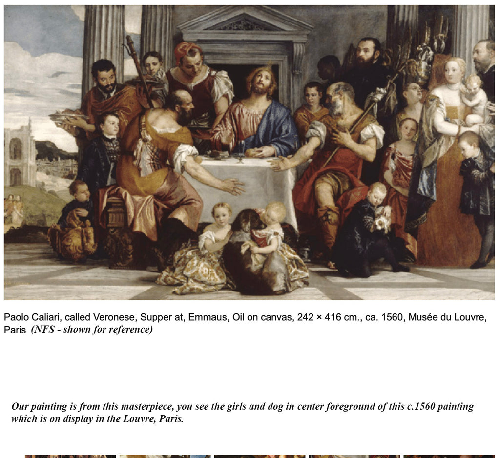 Antique French Oil Painting Children and Dog 'apres' c.1560 "Supper at ...
