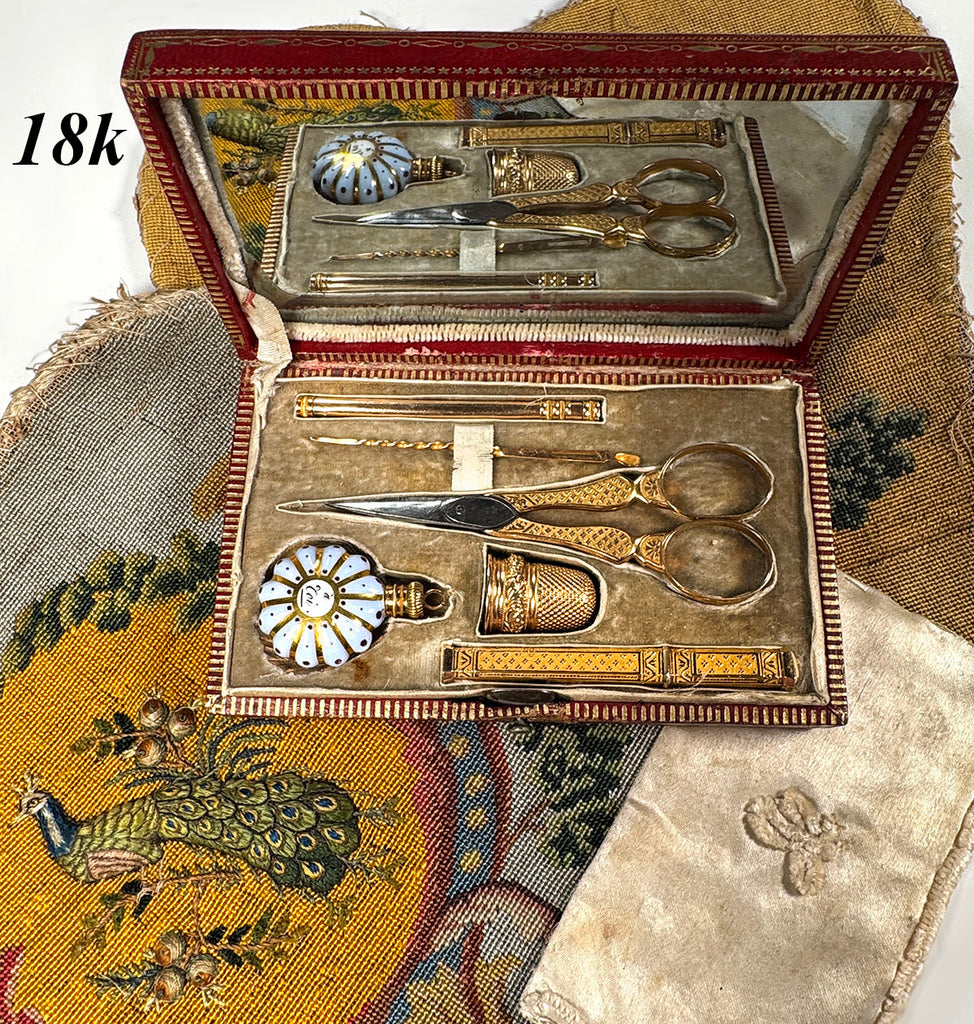 Stunning c.1810 Antique French Palais Royal 18k Gold Sewing Tools, Per ...