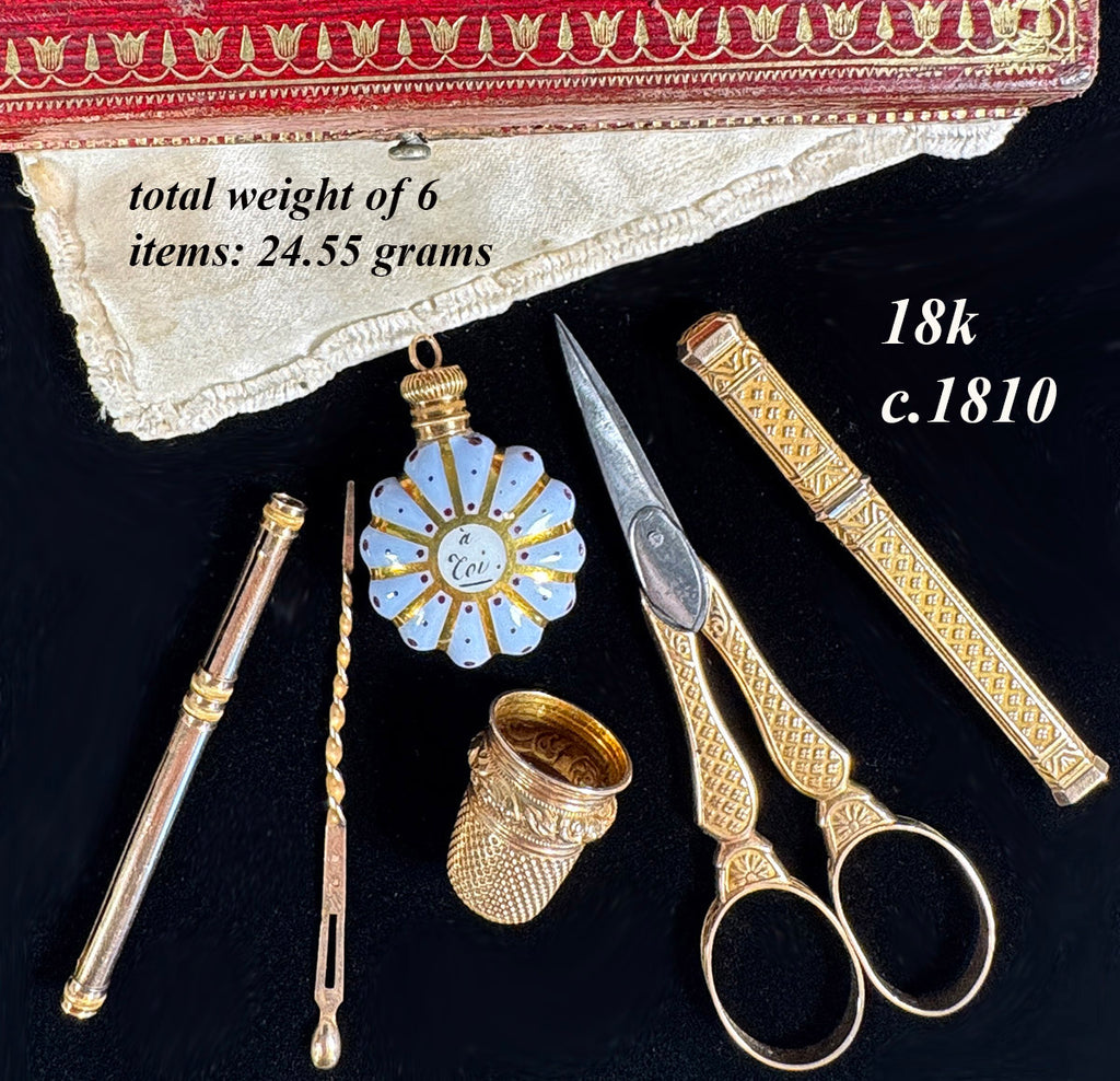 Stunning c.1810 Antique French Palais Royal 18k Gold Sewing Tools, Per ...
