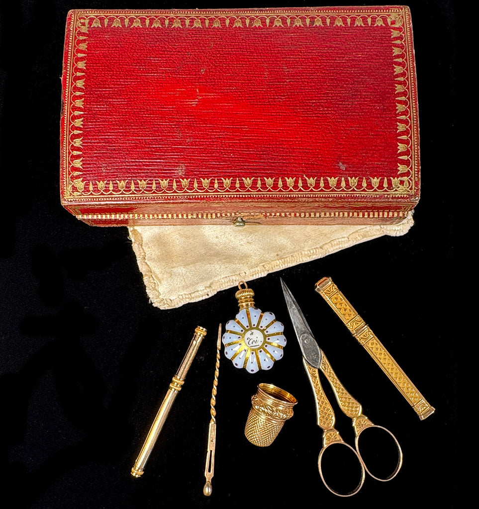 Stunning c.1810 Antique French Palais Royal 18k Gold Sewing Tools, Per ...