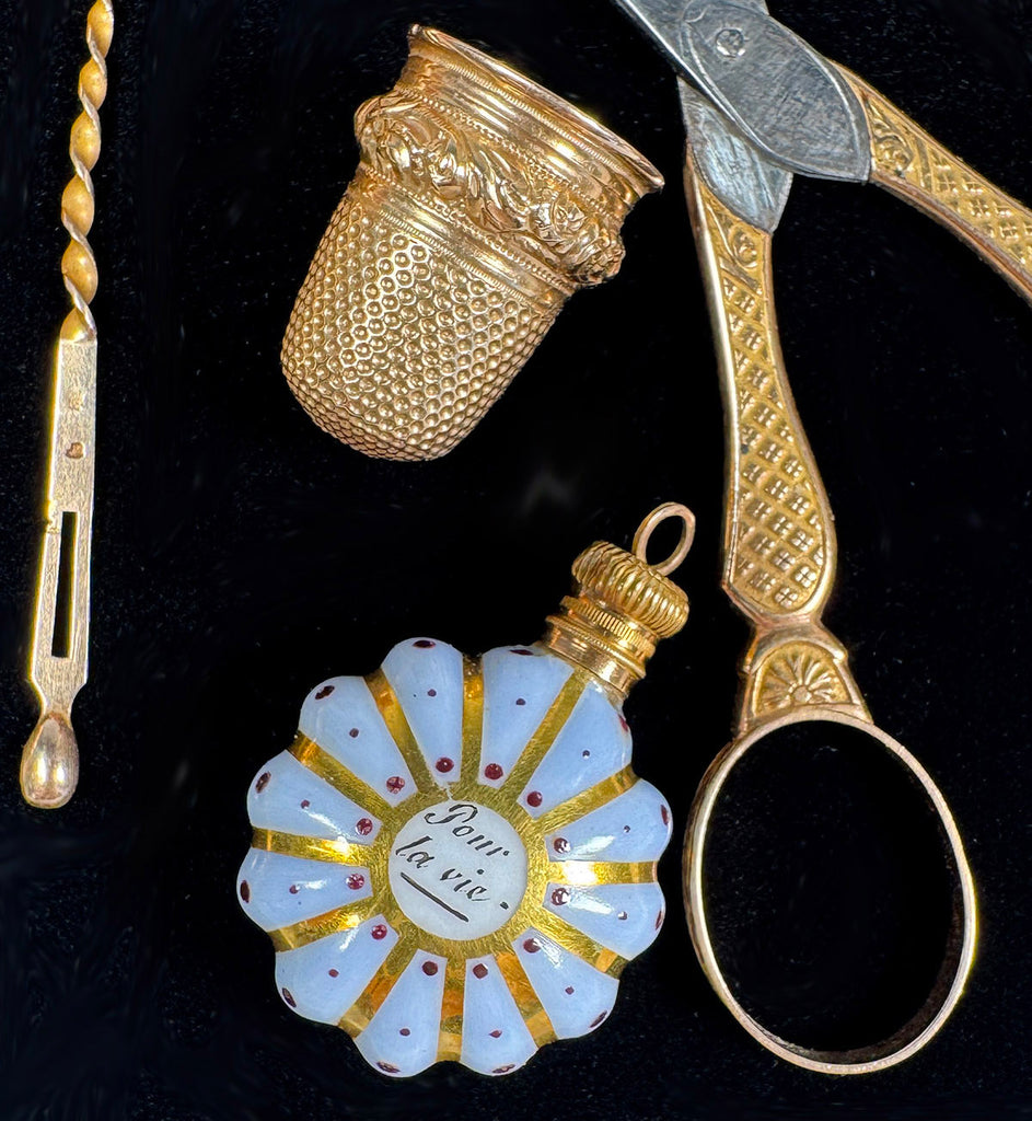 Stunning c.1810 Antique French Palais Royal 18k Gold Sewing Tools, Per ...