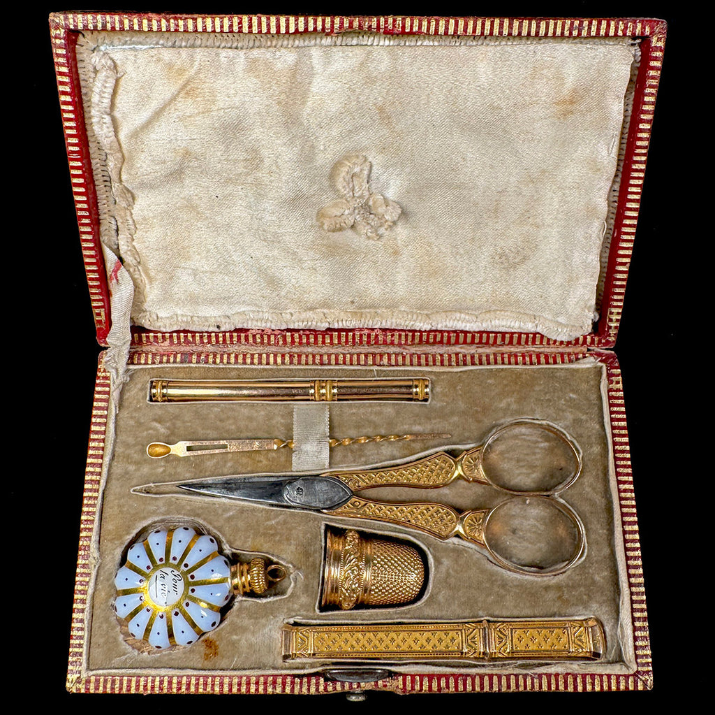 Stunning c.1810 Antique French Palais Royal 18k Gold Sewing Tools, Per ...