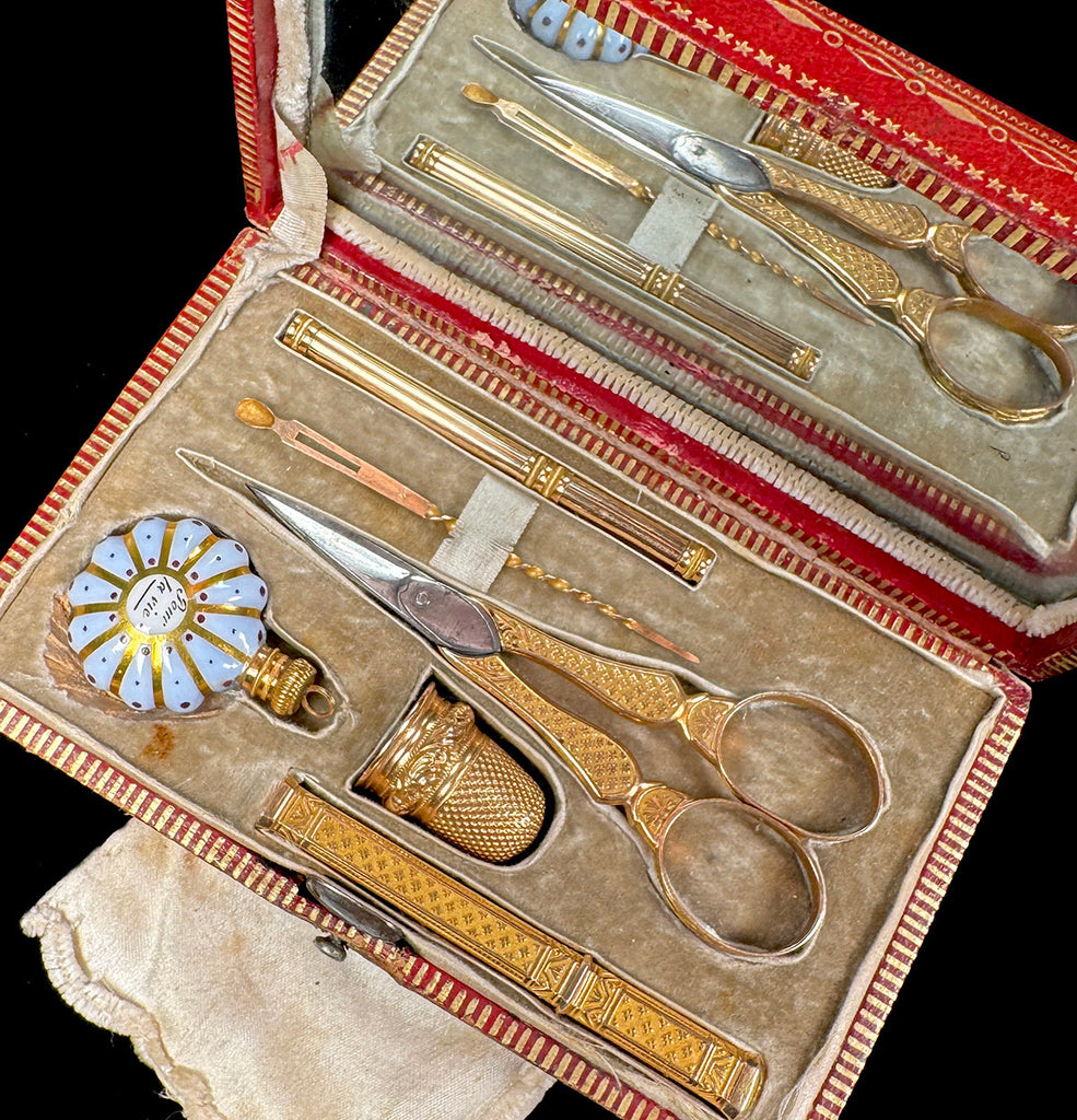 Stunning c.1810 Antique French Palais Royal 18k Gold Sewing Tools, Per ...