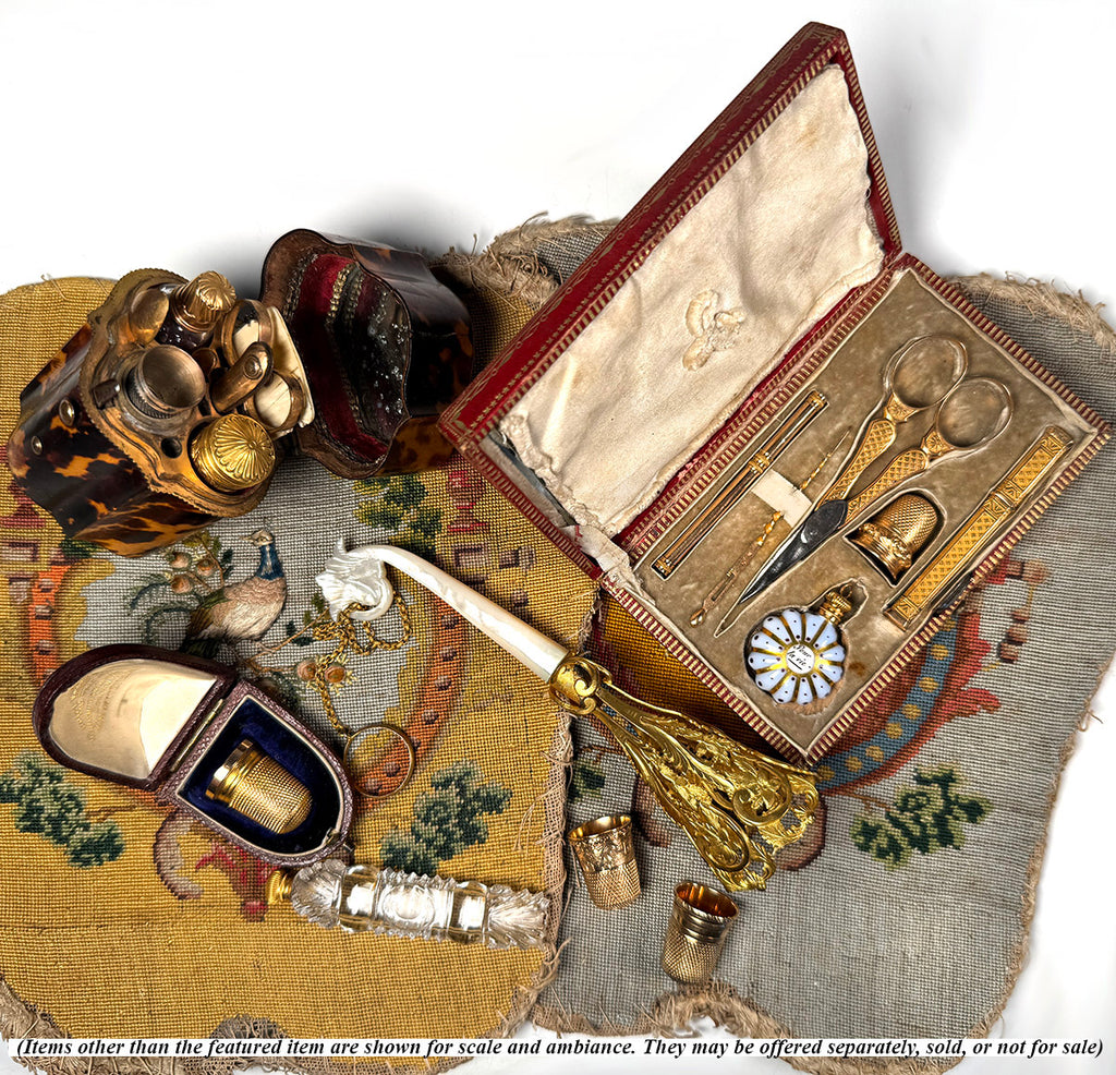 Stunning c.1810 Antique French Palais Royal 18k Gold Sewing Tools, Per ...