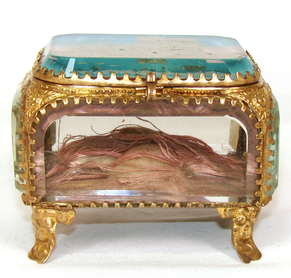 Antique French Grand Tour Style Souvenir Casket, Beveled Glass & Eglom ...