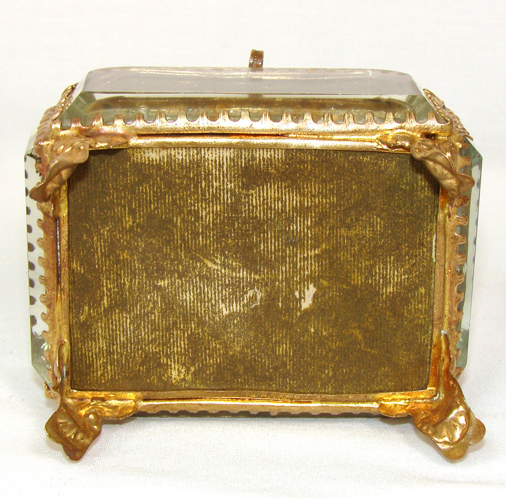 Antique French Grand Tour Style Souvenir Casket, Beveled Glass & Eglom ...