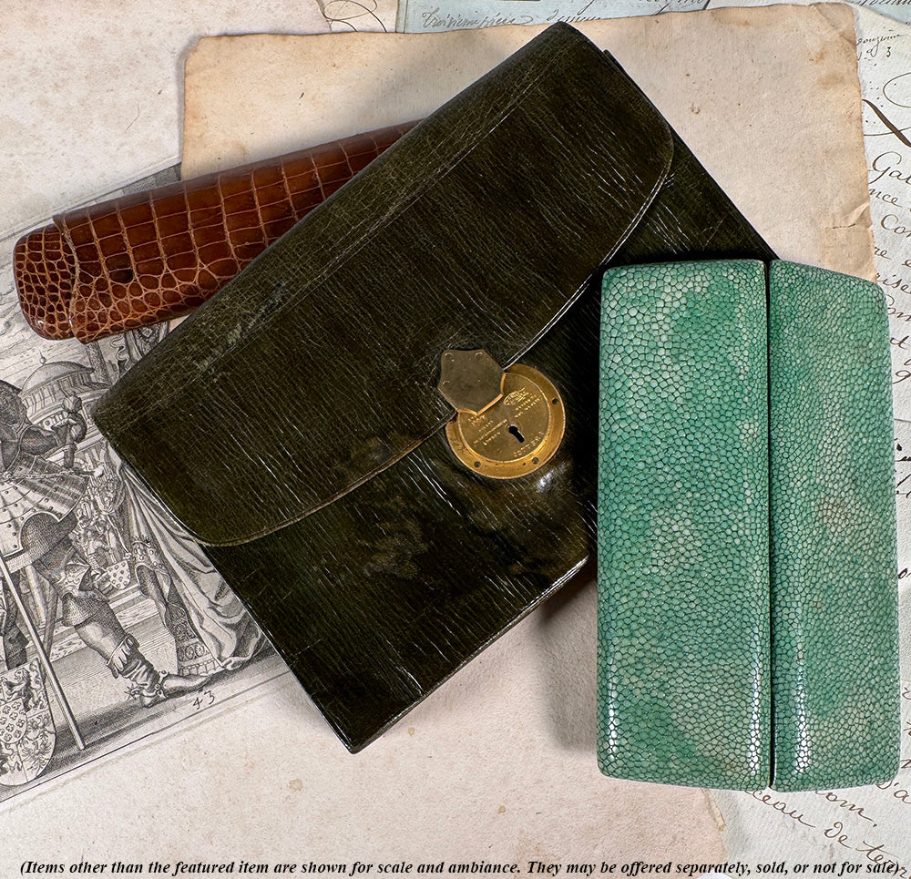 RARE Antique French Leather Bank Wallet or Folio with CHUBB LONDON Mak ...