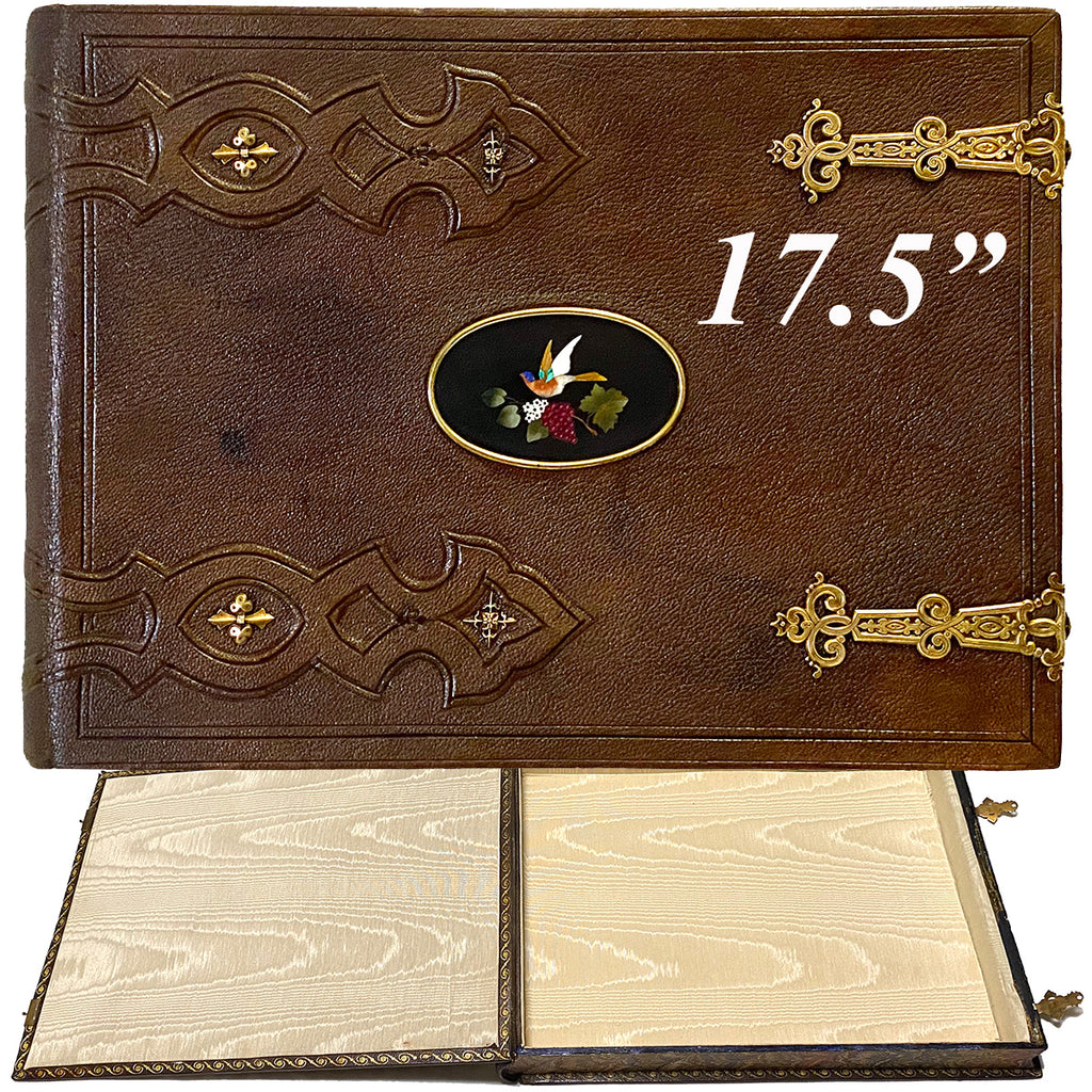 RARE Antique Italian Victorian Era Book Shaped Tooled Leather 17.5" Do ...