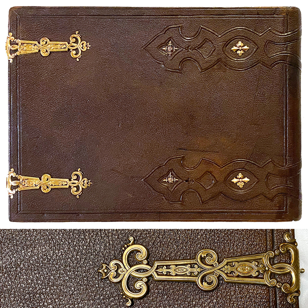 RARE Antique Italian Victorian Era Book Shaped Tooled Leather 17.5" Do ...