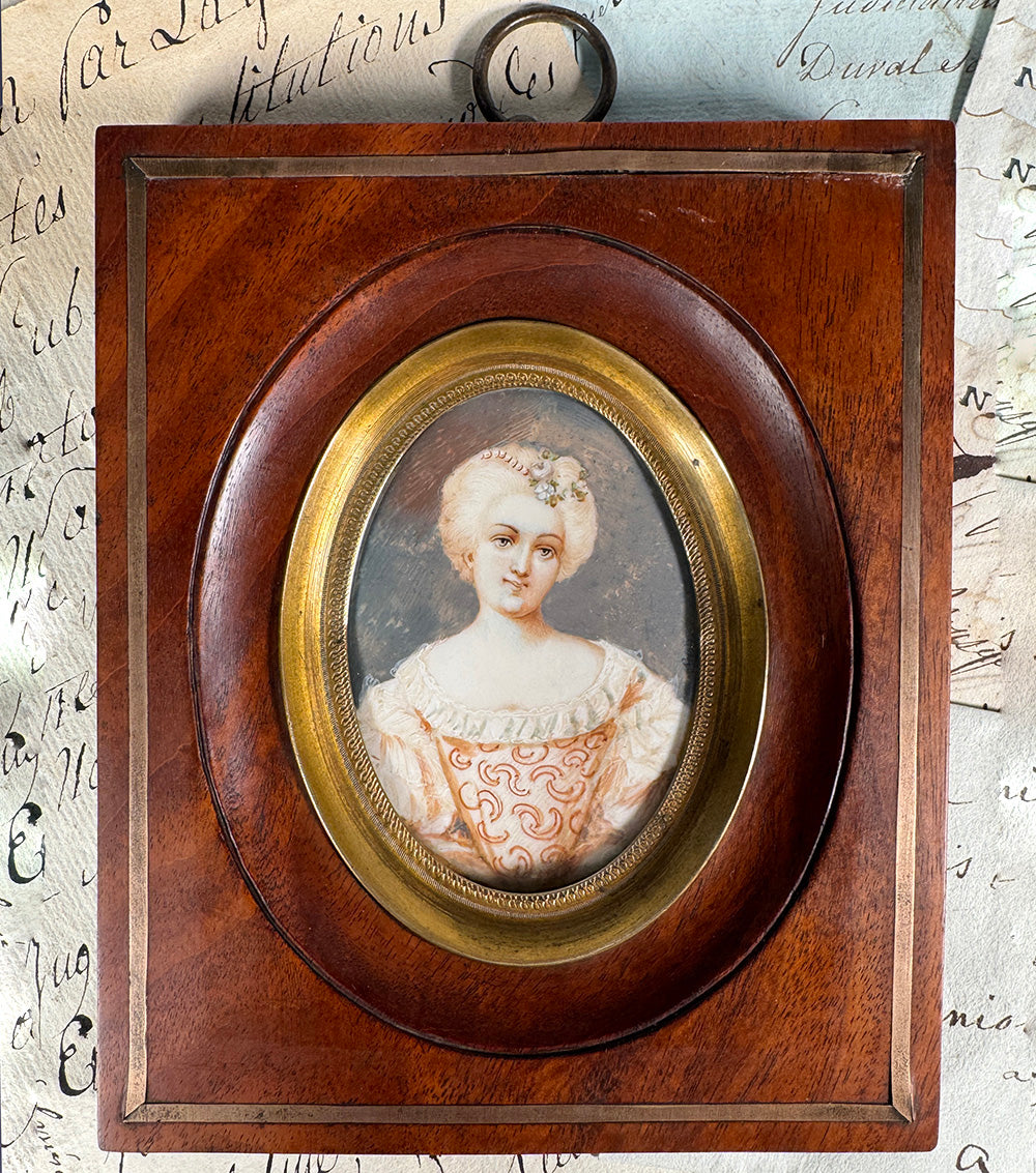 Superb 18th Century French Portrait Miniature, a Beauty in Gorgeous An ...