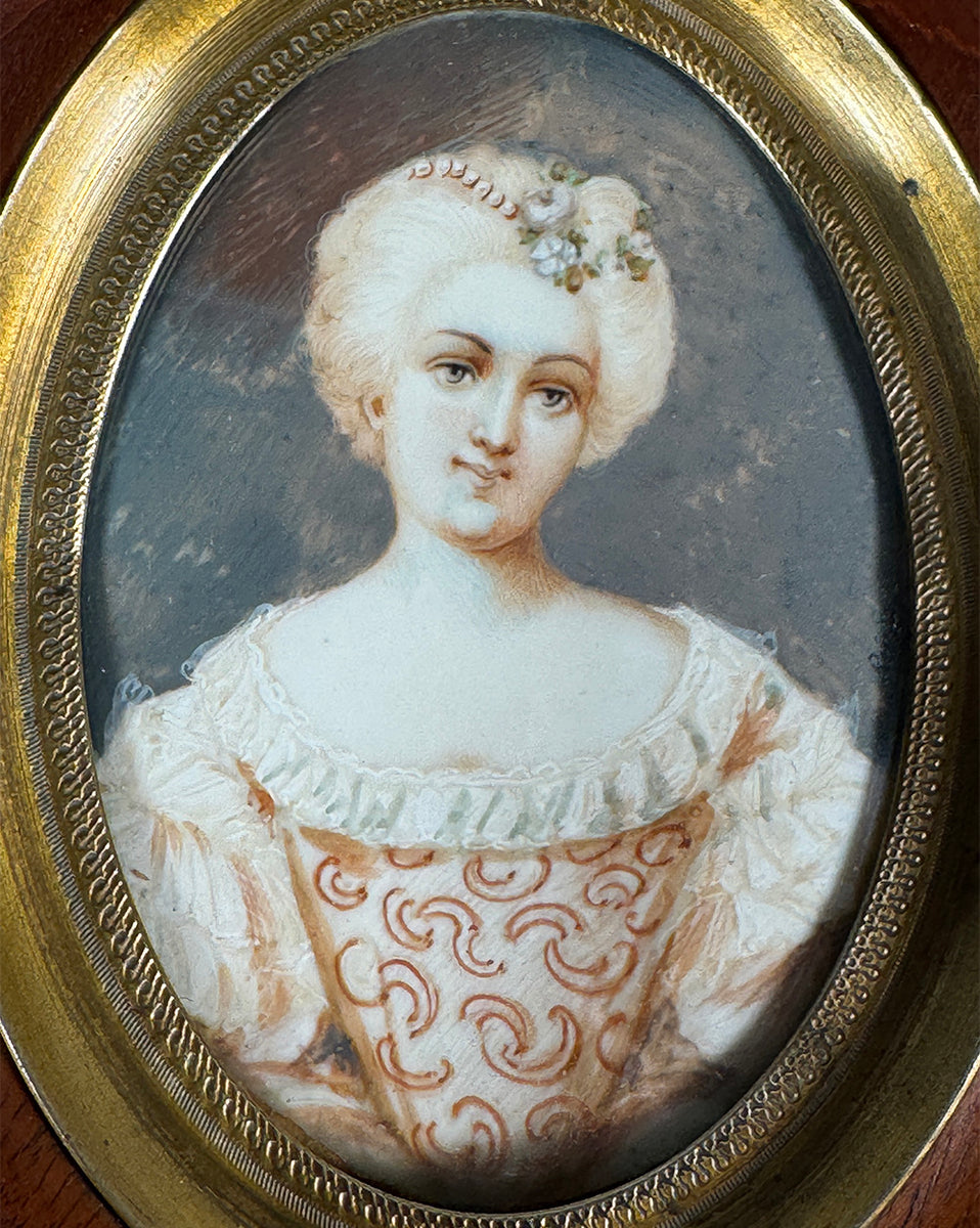 Superb 18th Century French Portrait Miniature, a Beauty in Gorgeous An ...