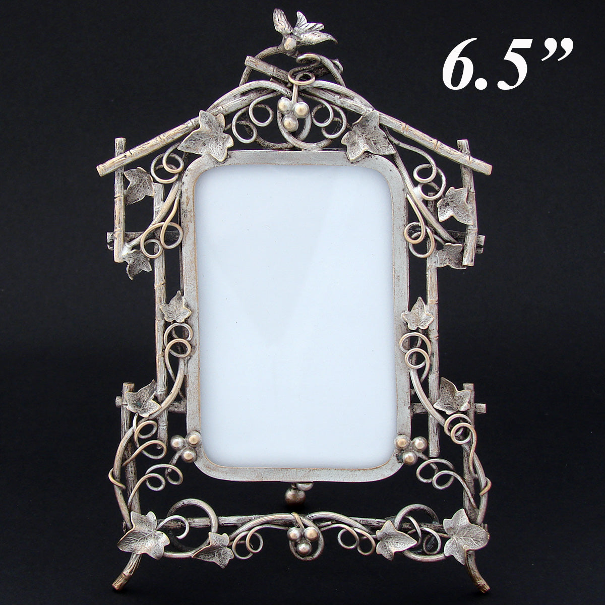 Antique Victorian Era 6.5" Picture Frame, Ornate Reticulated Vines & F ...
