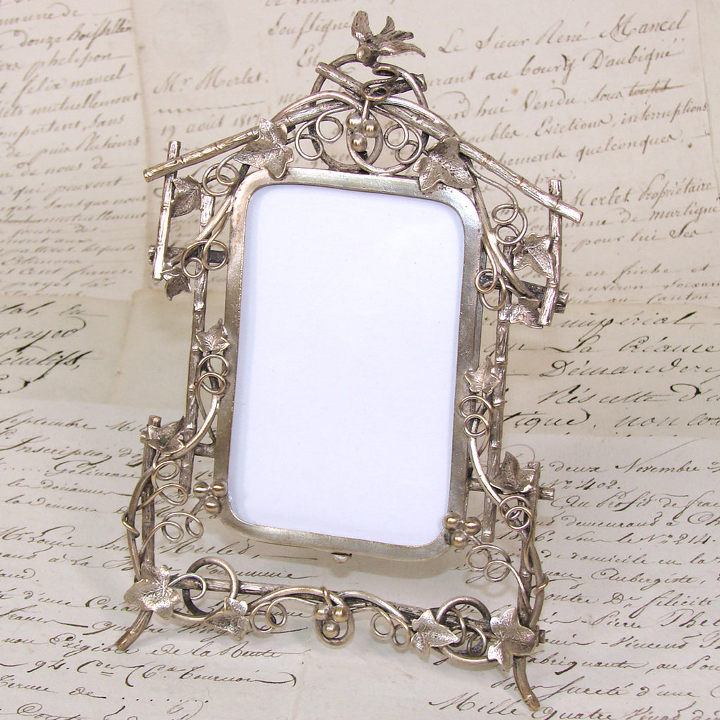 Antique Victorian Era 6.5" Picture Frame, Ornate Reticulated Vines & F ...