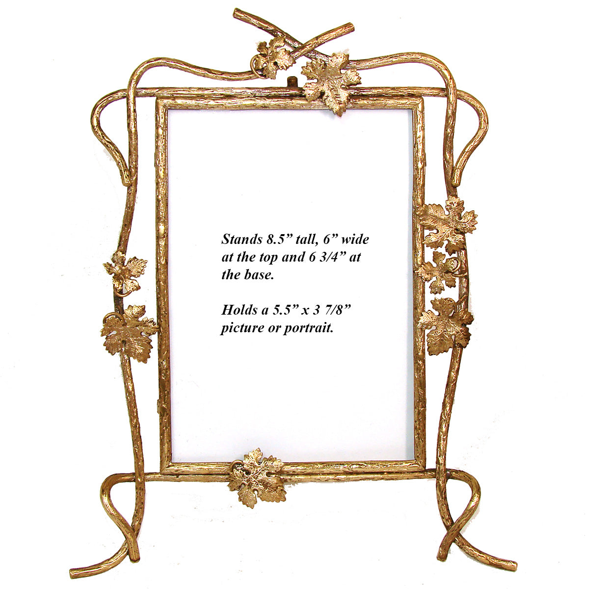 Antique Victorian Era 8.5" Picture Frame, Reticulated Bronze Wire Vine ...