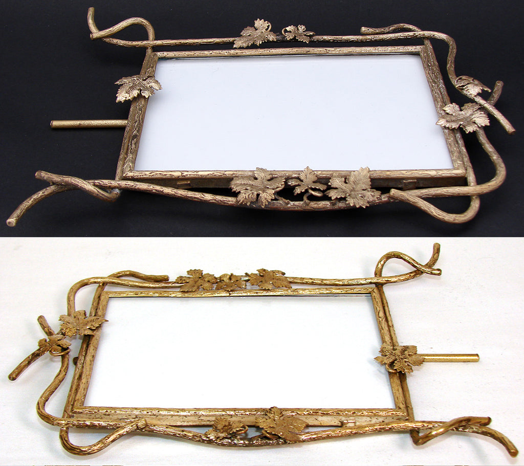 Antique Victorian Era 8.5" Picture Frame, Reticulated Bronze Wire Vine ...