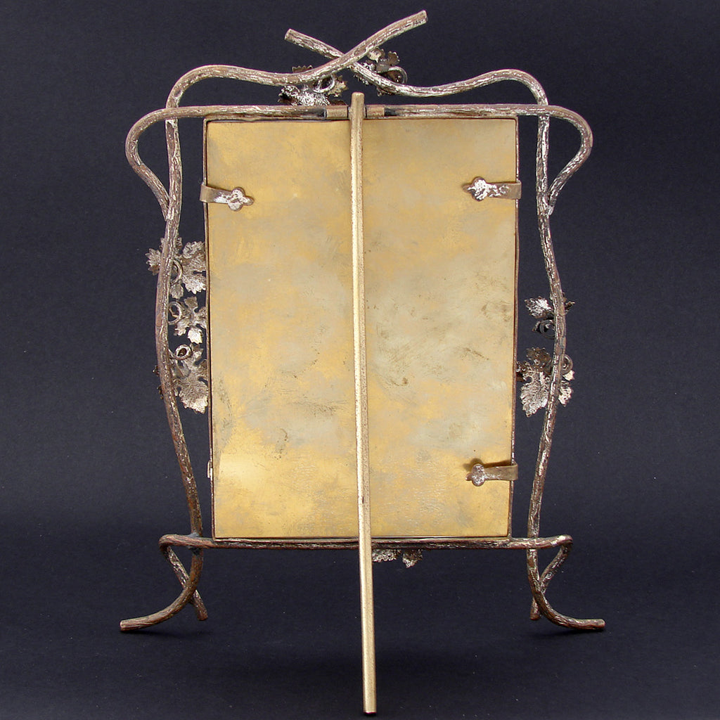 Antique Victorian Era 8.5" Picture Frame, Reticulated Bronze Wire Vine ...