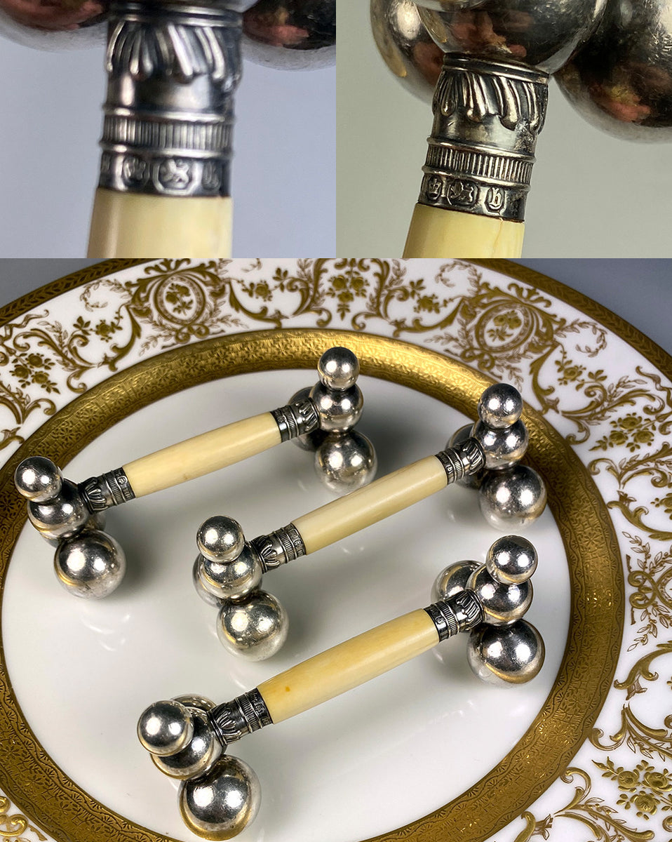Stunning Group of 3 Opulent Antique English Knife Rests, 1897 British ...