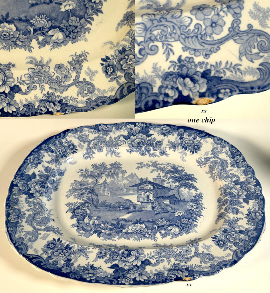 Fine Antique Victorian English Staffordshire Blue Transferware 15.75 ...