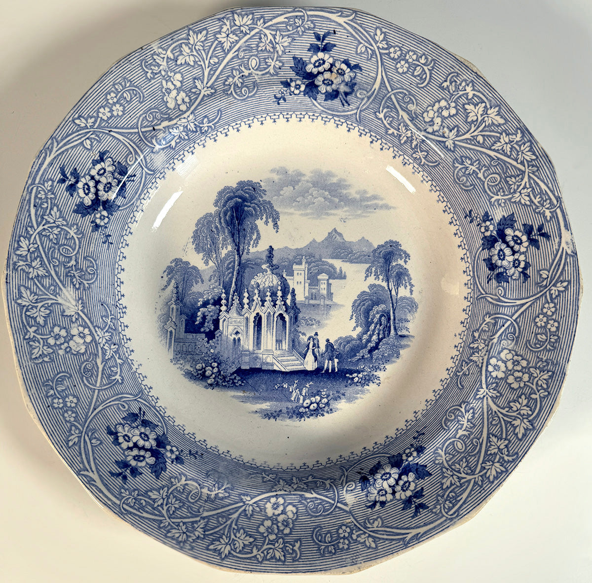 W Adams & Sons Antique Blue English Staffordshire Transferware Large B ...