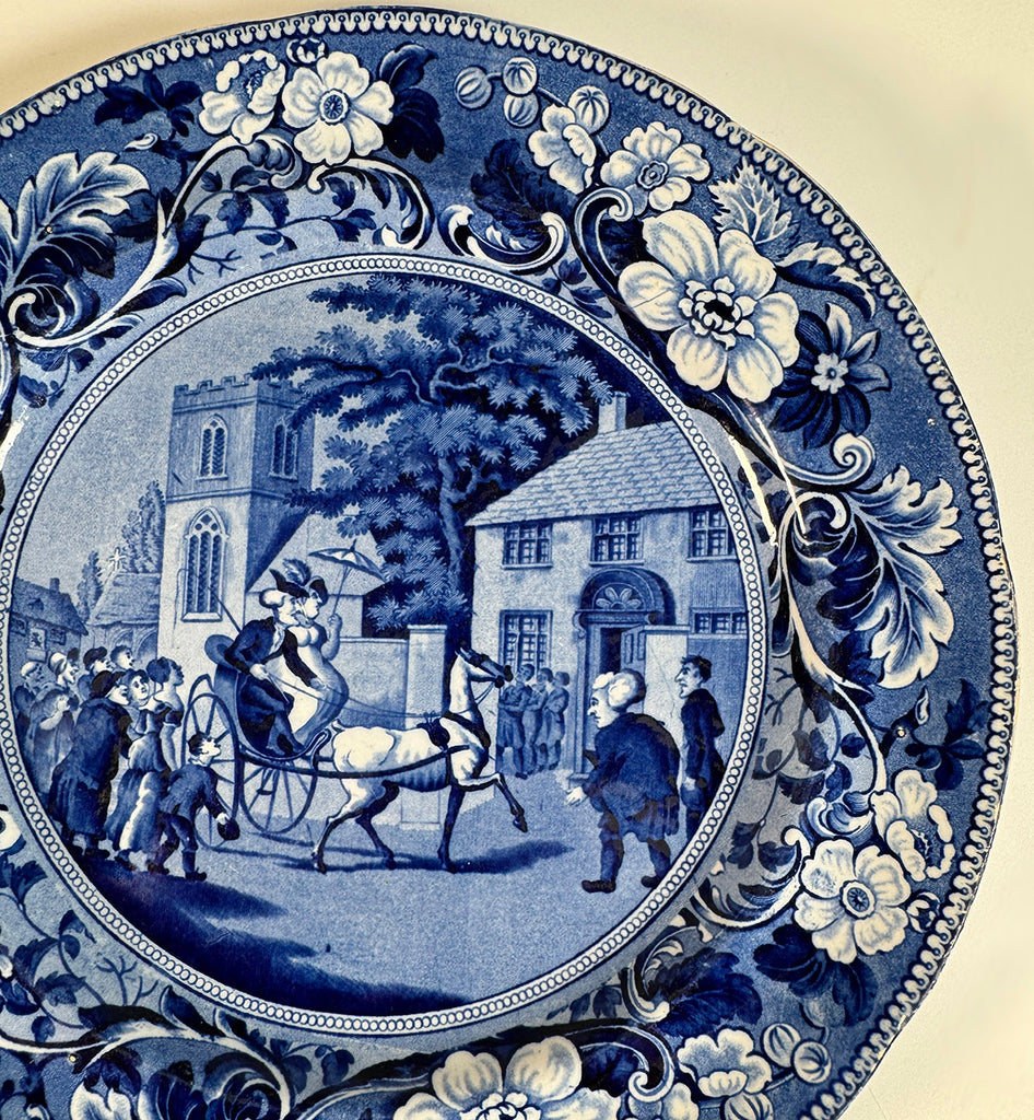 RARE Antique Early 1800s CLEWS plate. "Doctor Syntax taking Possession ...