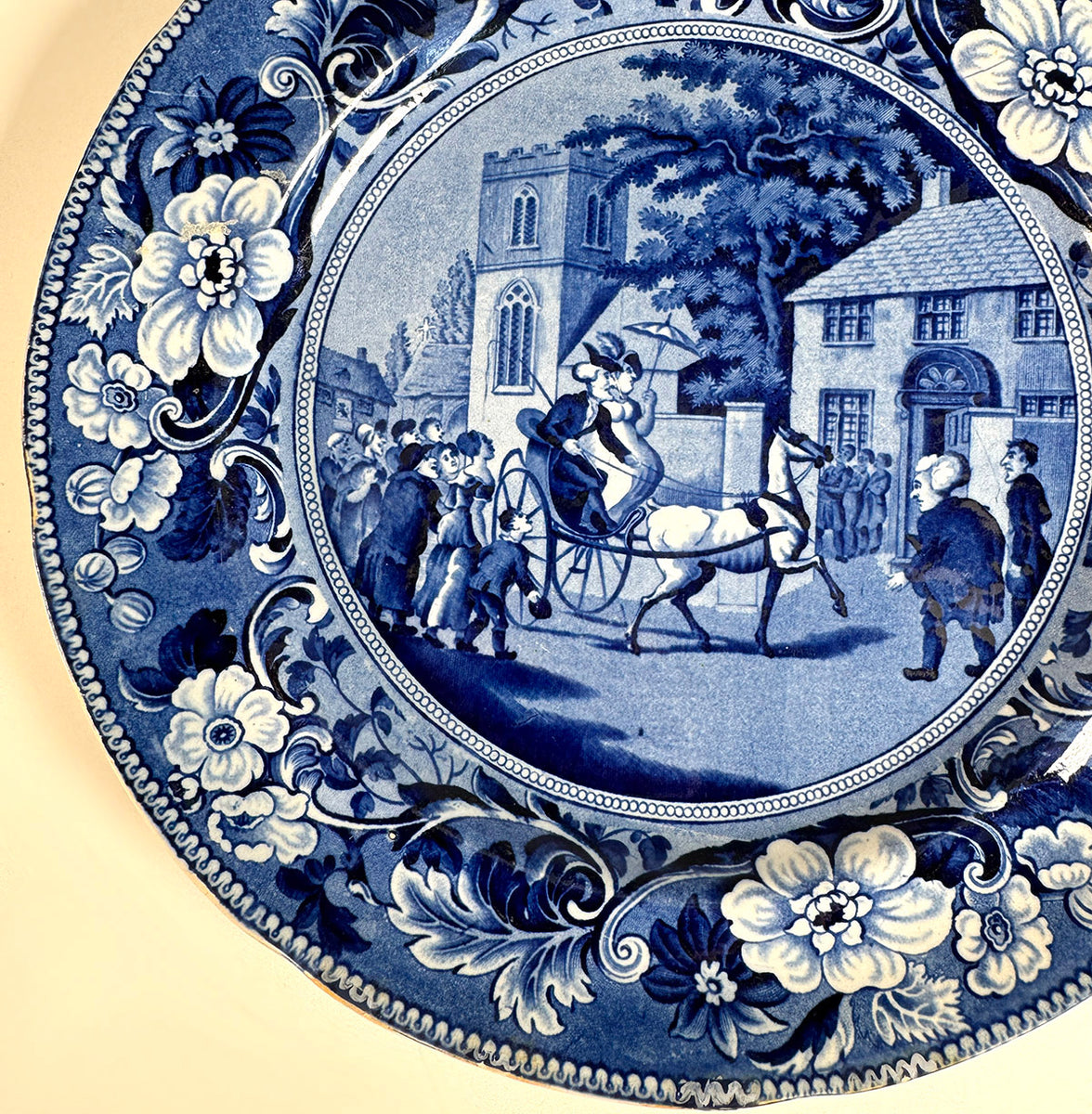 RARE Antique Early 1800s CLEWS plate. "Doctor Syntax taking Possession ...