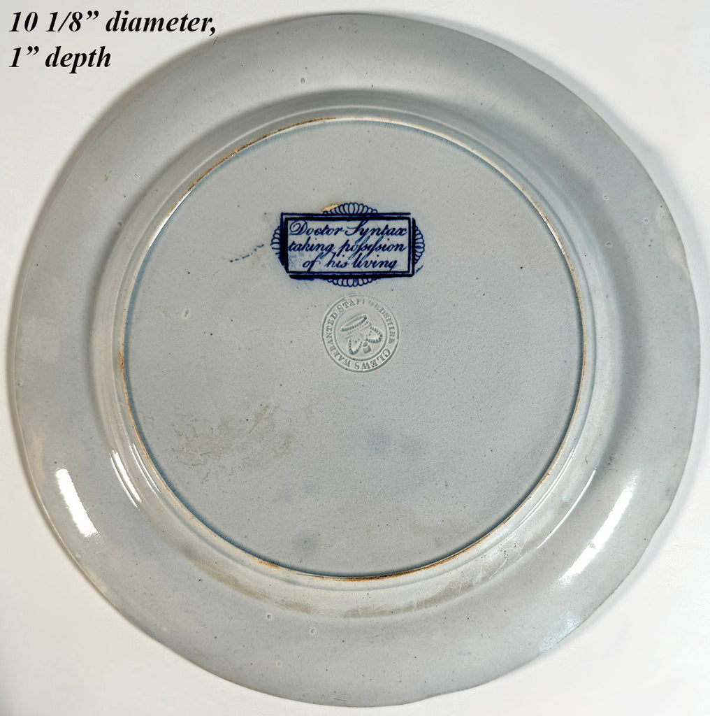 RARE Antique Early 1800s CLEWS plate. "Doctor Syntax taking Possession ...