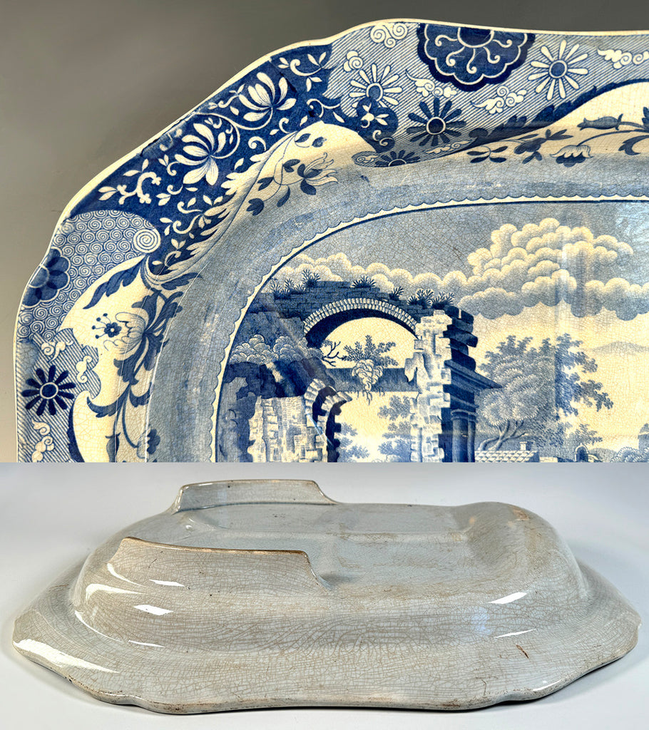 RARE Antique SPODE Blue Italian 18 5/8" Meat or Turkey Platter, Englis ...