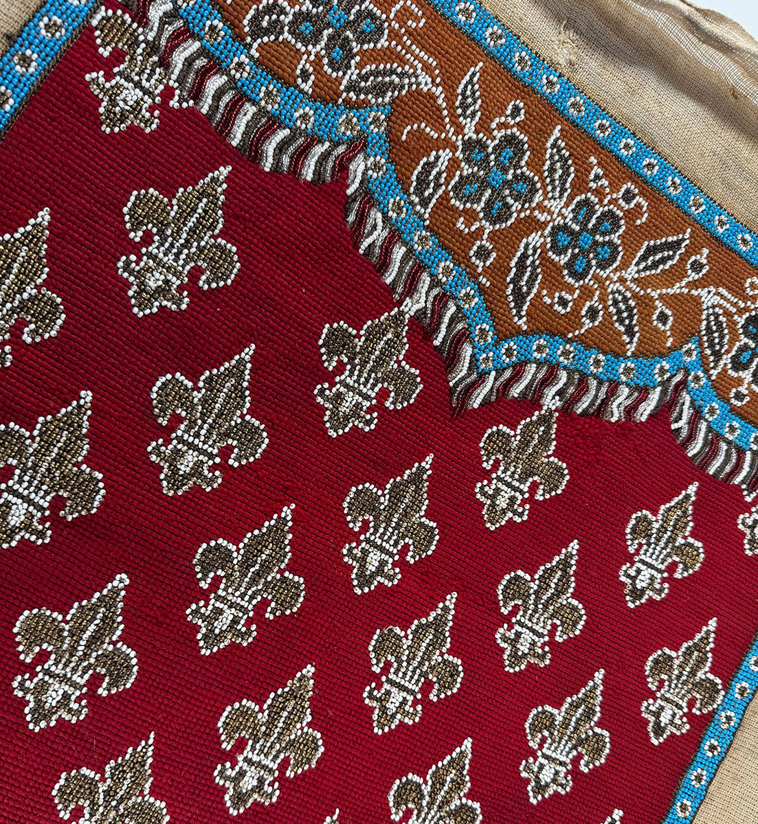 Antique Beadwork Needlepoint Fire Screen Panel, Unused. French Napoleo ...