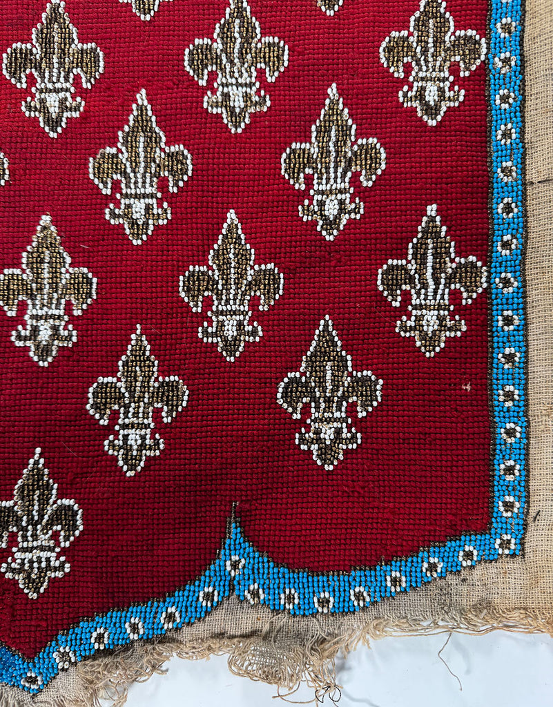 Antique Beadwork Needlepoint Fire Screen Panel, Unused. French Napoleo ...