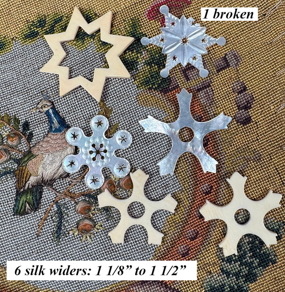 Group of 6 Antique French Palais Royal Sewing Box Silk Thread Winders ...