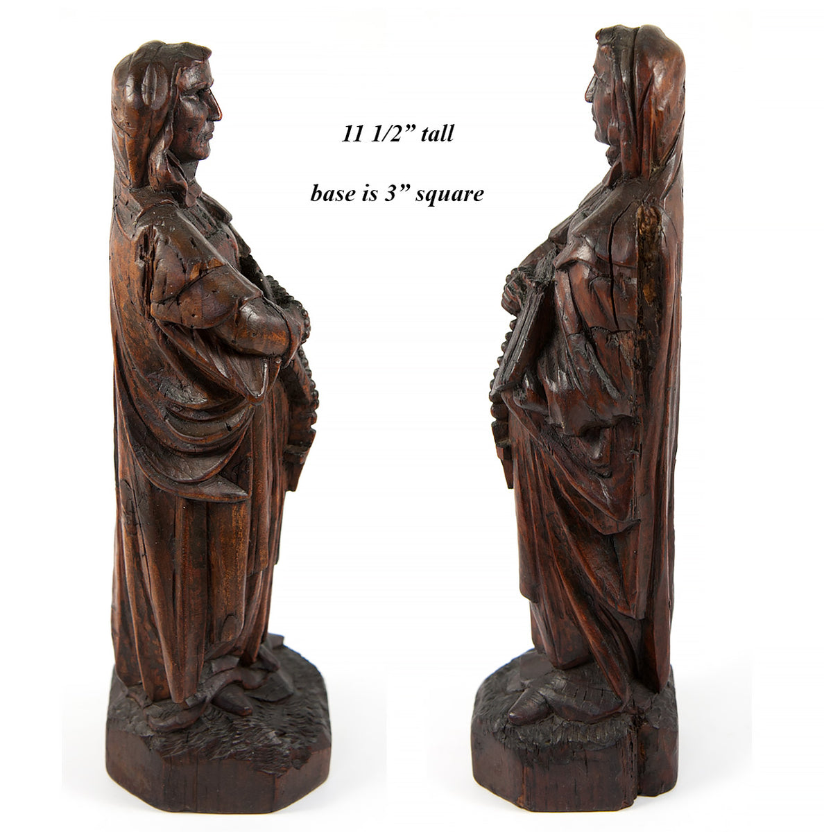 Antique Carved Wood Saint Figure from 16th-18th c. Altarpiece, Norther ...