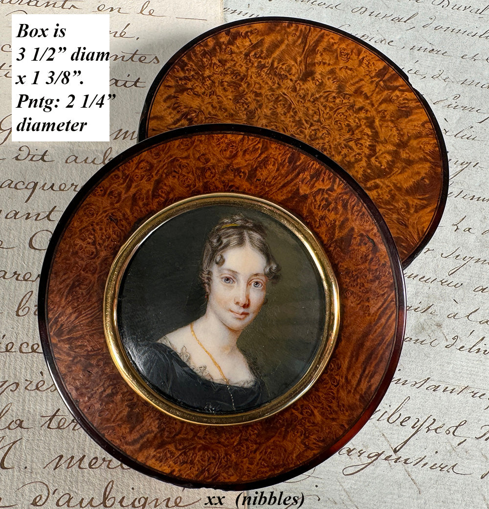 Fine Early 1800s French Portrait Miniature Snuff Box, Portrait of a Be ...