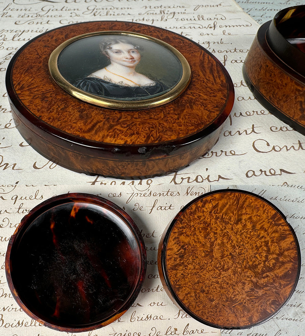 Fine Early 1800s French Portrait Miniature Snuff Box, Portrait of a Be ...