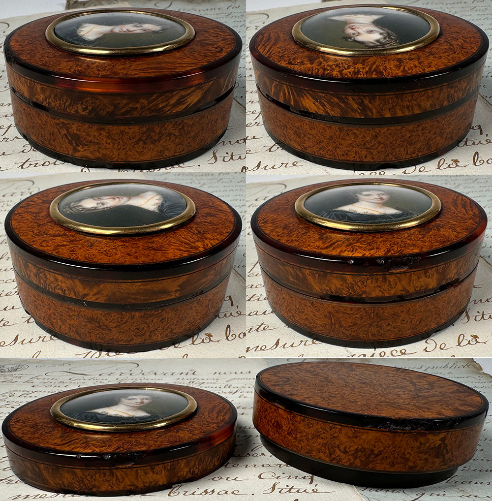 Fine Early 1800s French Portrait Miniature Snuff Box, Portrait of a Be ...