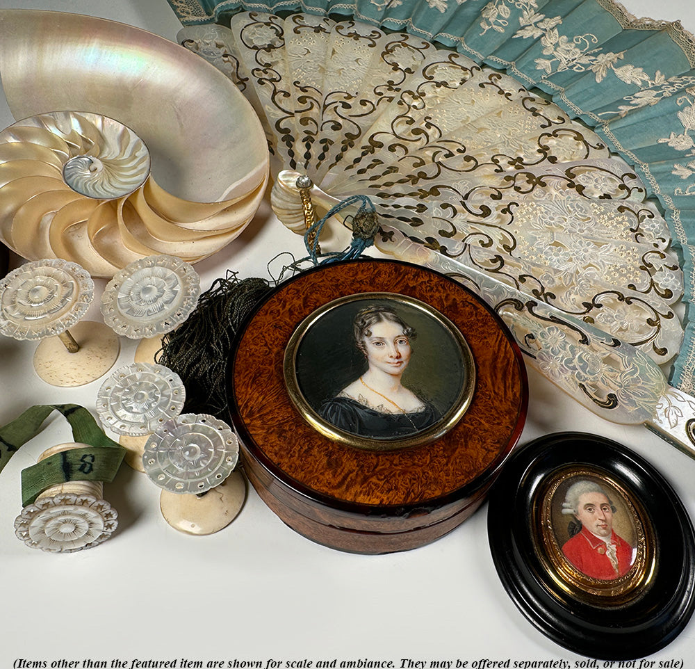 Fine Early 1800s French Portrait Miniature Snuff Box, Portrait of a Be ...