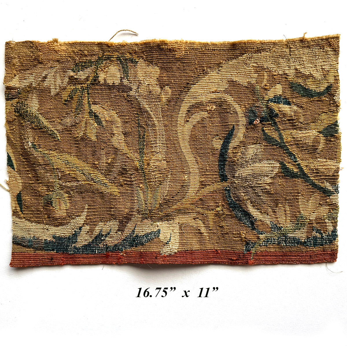 PAIR 17th Century Antique French Wool Tapestry Panel Fragments for Opu ...