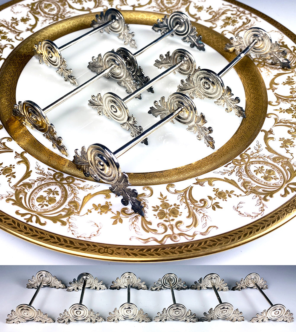Beautiful Set of 6 Fine Antique French .800/1000 Silver Knife Rests, A ...
