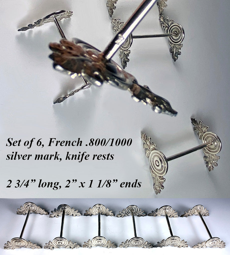 Beautiful Set of 6 Fine Antique French .800/1000 Silver Knife Rests, A ...