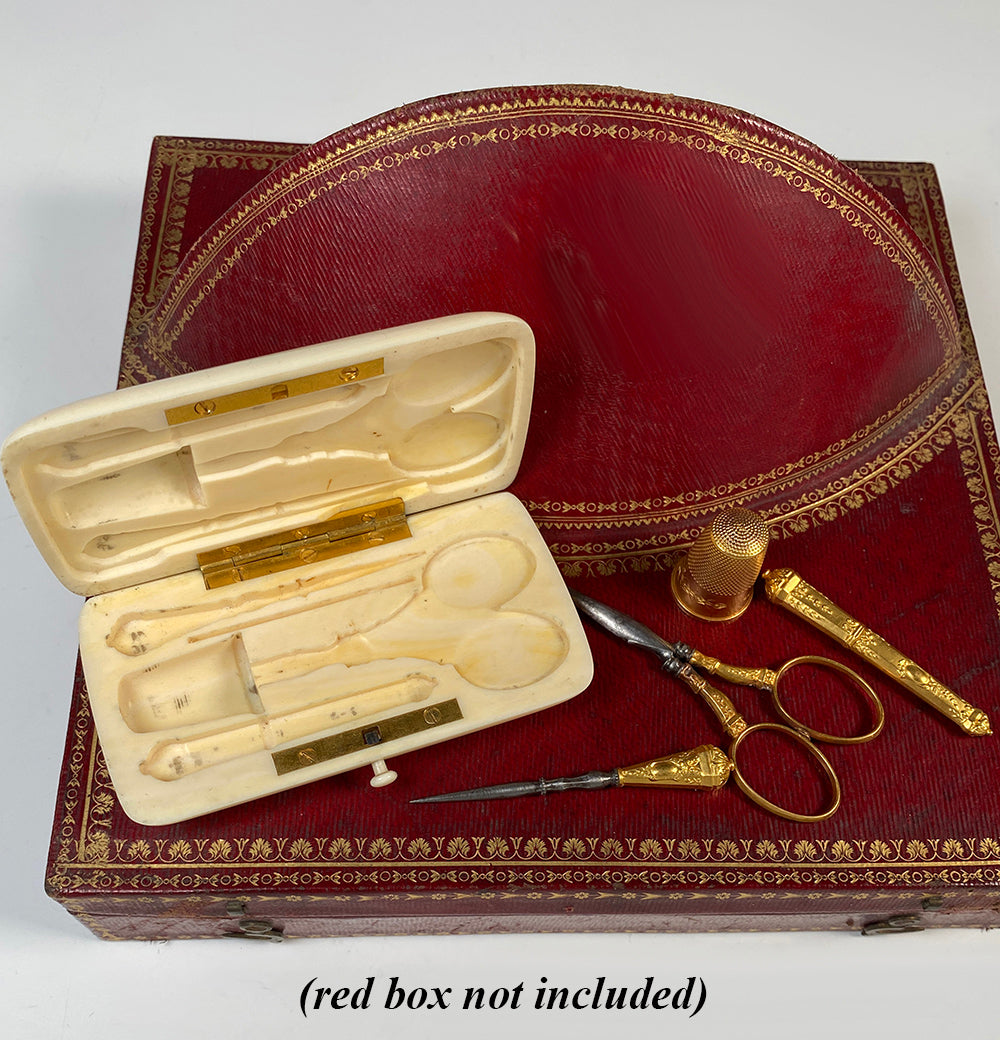 Spectacular Antique c.1850 18k Gold Sewing Tools Set in Original 170 y ...