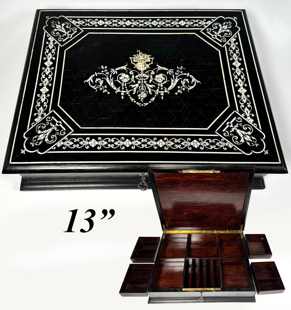 Rare Antique DEIHL, Paris, French Game Box or Chest, Parquet of Ebony ...