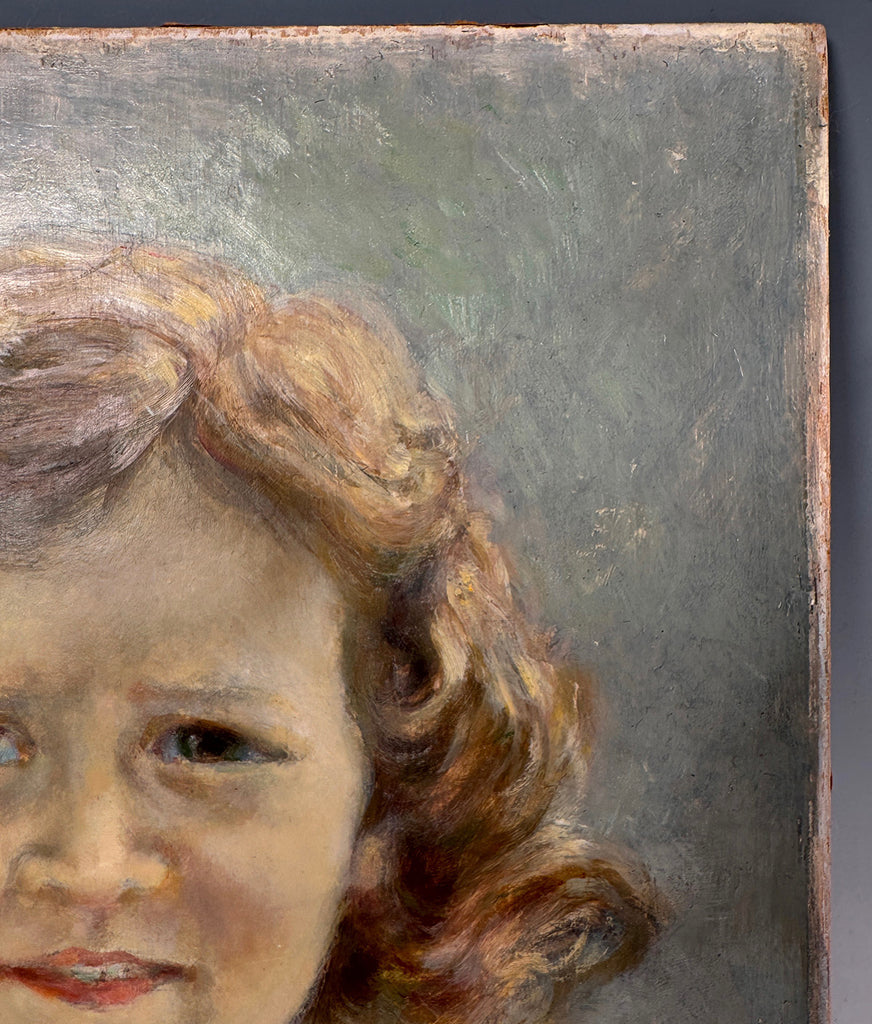 PAIR of Antique French Impressionist Oil Painting Portraits of Young G ...