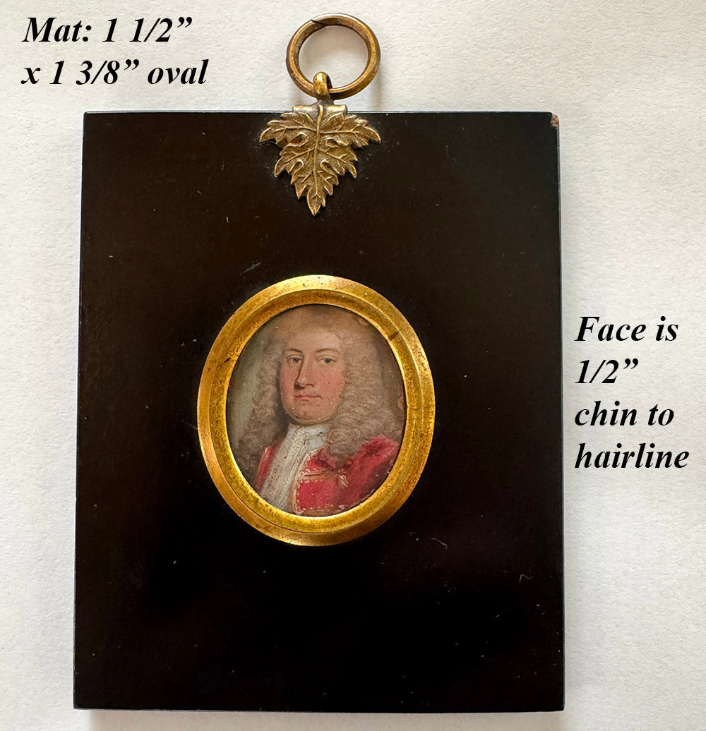 RARE Antique c.1740s Louis XIV to XV Era Portrait Miniature, Oil on Co ...